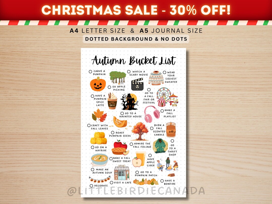 Autumn Bucket List - PRINTABLE Journal Page - Fall Activities - Autumn ...