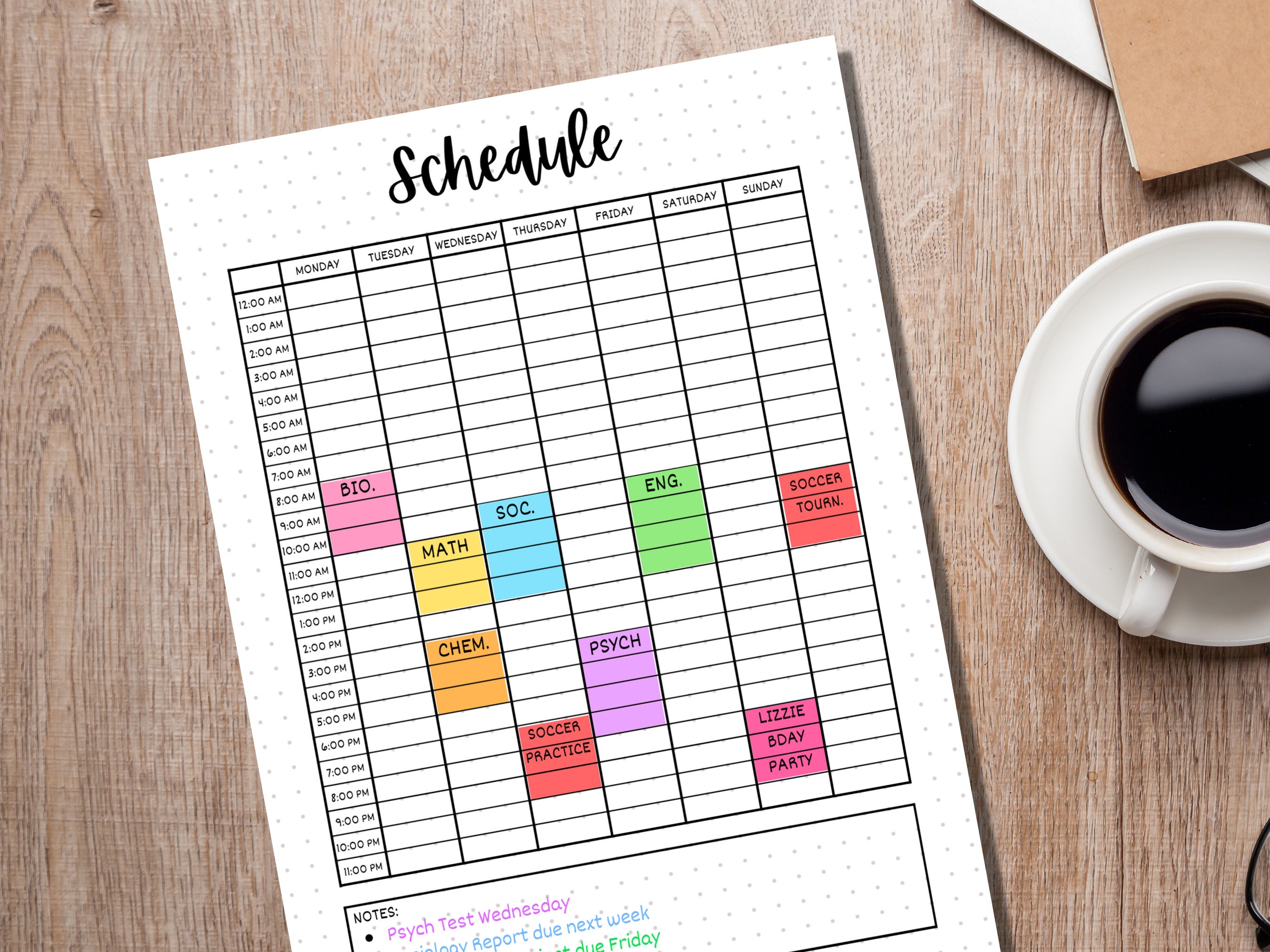 Weekly Schedule - Time Table - Weekly Planner - Weekly Calendar ...
