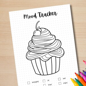 Cupcake Mood Tracker - PRINTABLE Journal Page - Planner Page - Feelings ...