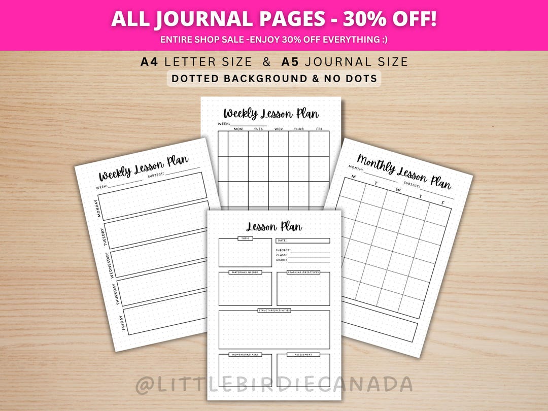Lesson Plan Bundle - PRINTABLE Teacher Planner - Lesson Plans - Journal ...