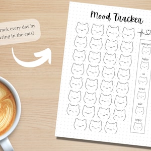 Cat Mood Tracker - PRINTABLE Journal Page - Planner Page - Daily ...