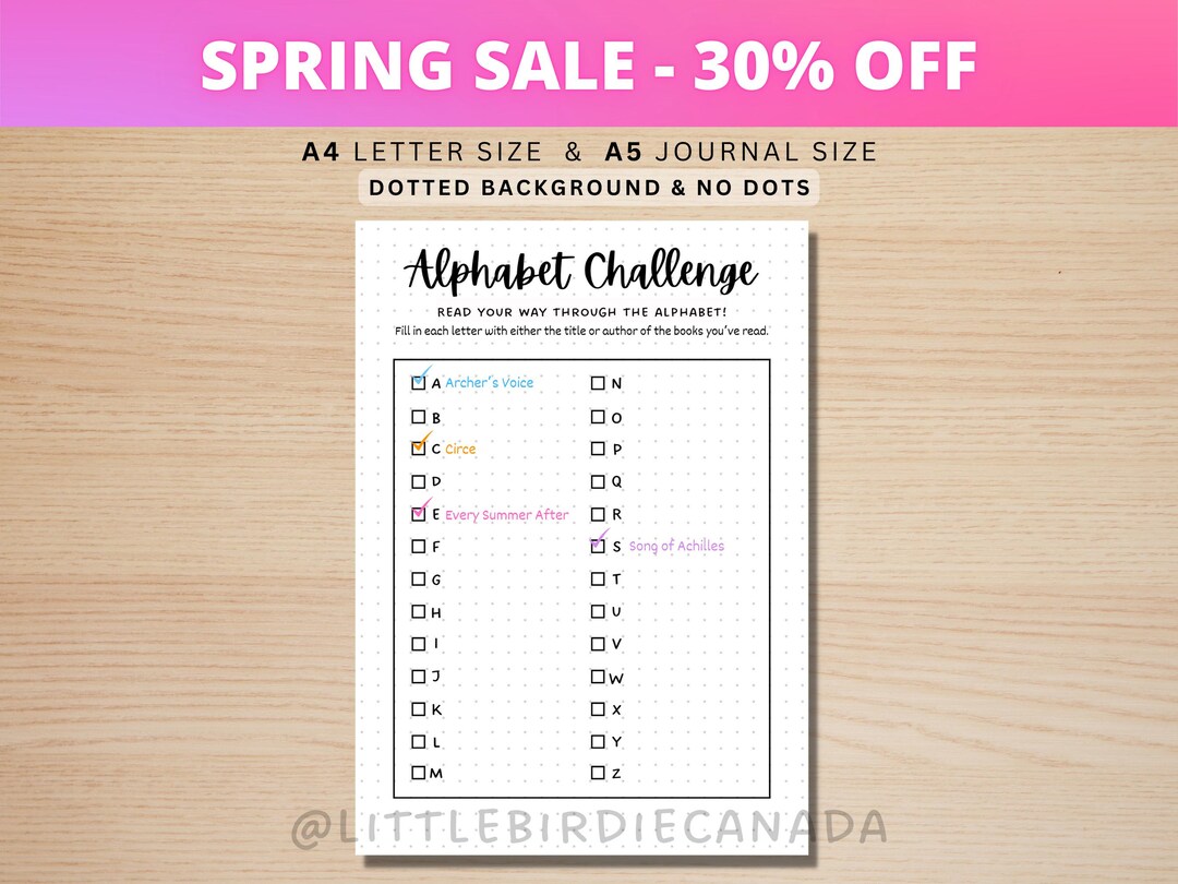 Alphabet Reading Challenge - PRINTABLE Journal Page - Reading Tracker ...