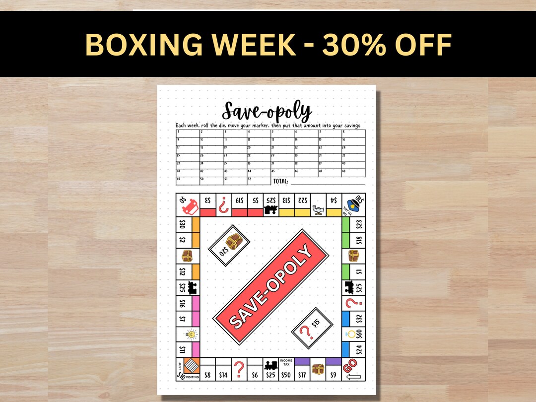 Saveopoly Savings Challenge A5 Journal Page Printable Savings Game ...