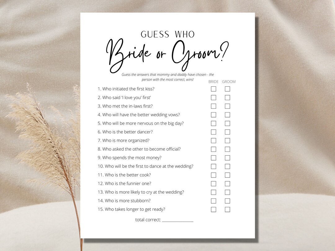 Guess Who Bride Groom Game Minimalist Bridal Shower Game Bride - Etsy UK