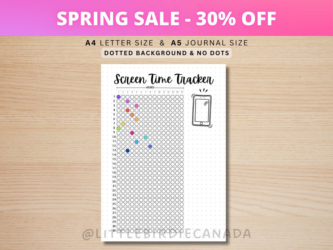 Screen Time Tracker Monthly - PRINTABLE Journal Page - Planner Page ...
