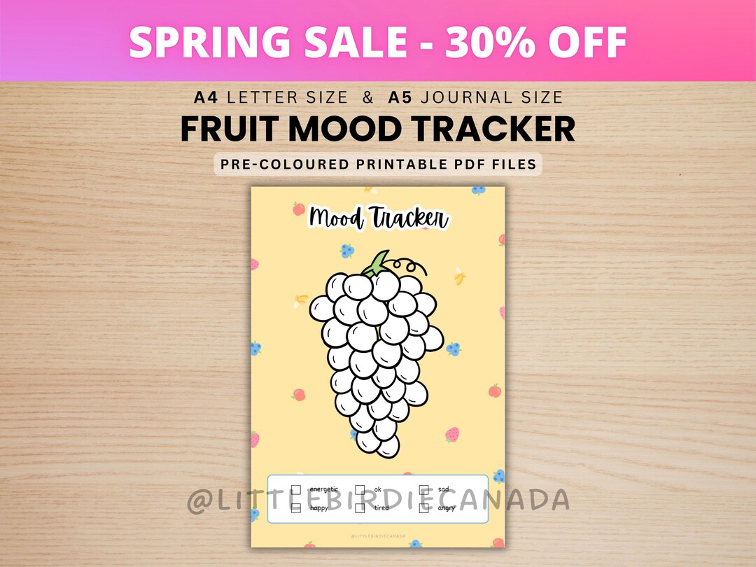 Fruit Mood Tracker - PRINTABLE Journal Page - Colored Journal Page - Etsy