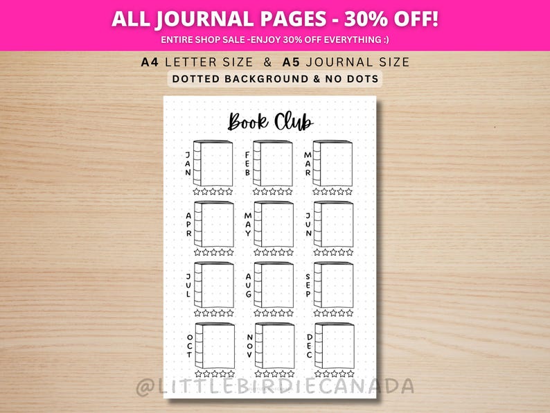 Book Club Book Tracker - PRINTABLE Journal Page - Book Club - Reading ...