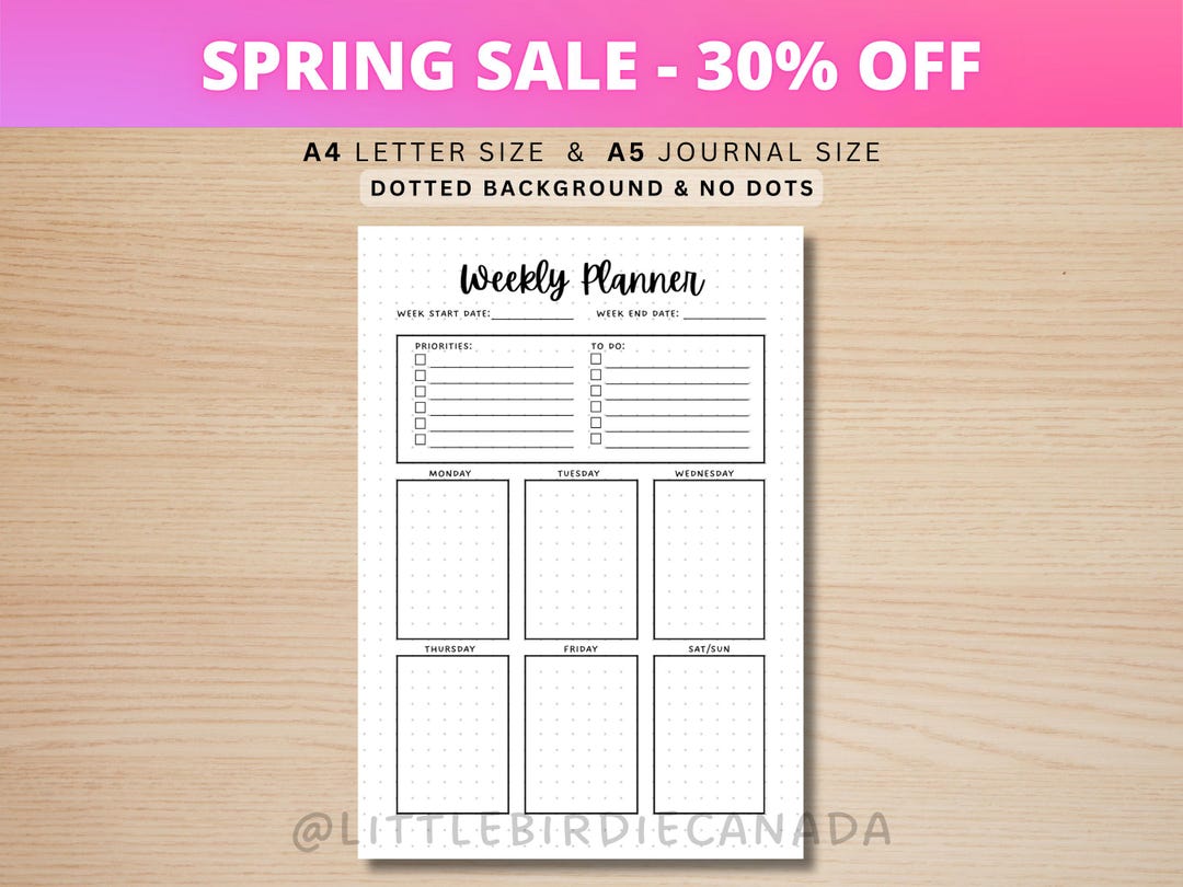 Weekly Planner - PRINTABLE Journal Page - Student Journal - Student ...