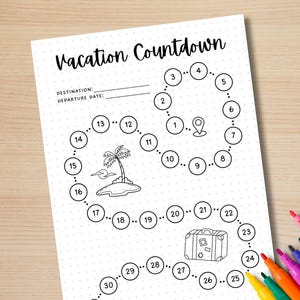 Vacation Countdown - PRINTABLE Journal Page - Countdown to Vacation ...