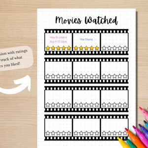Movie Tracker - PRINTABLE Journal Page - Printable Planner Page - Track ...