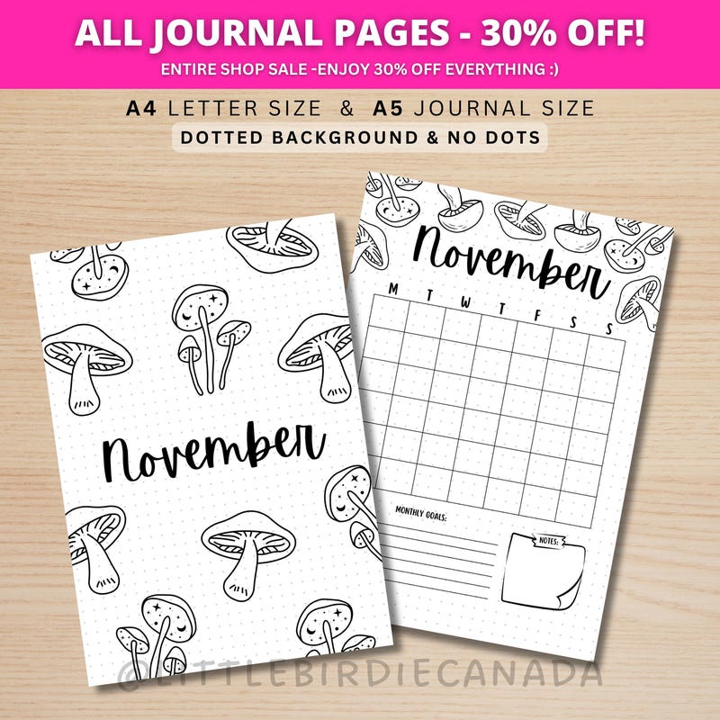 Mushroom Calendar Template - Etsy
