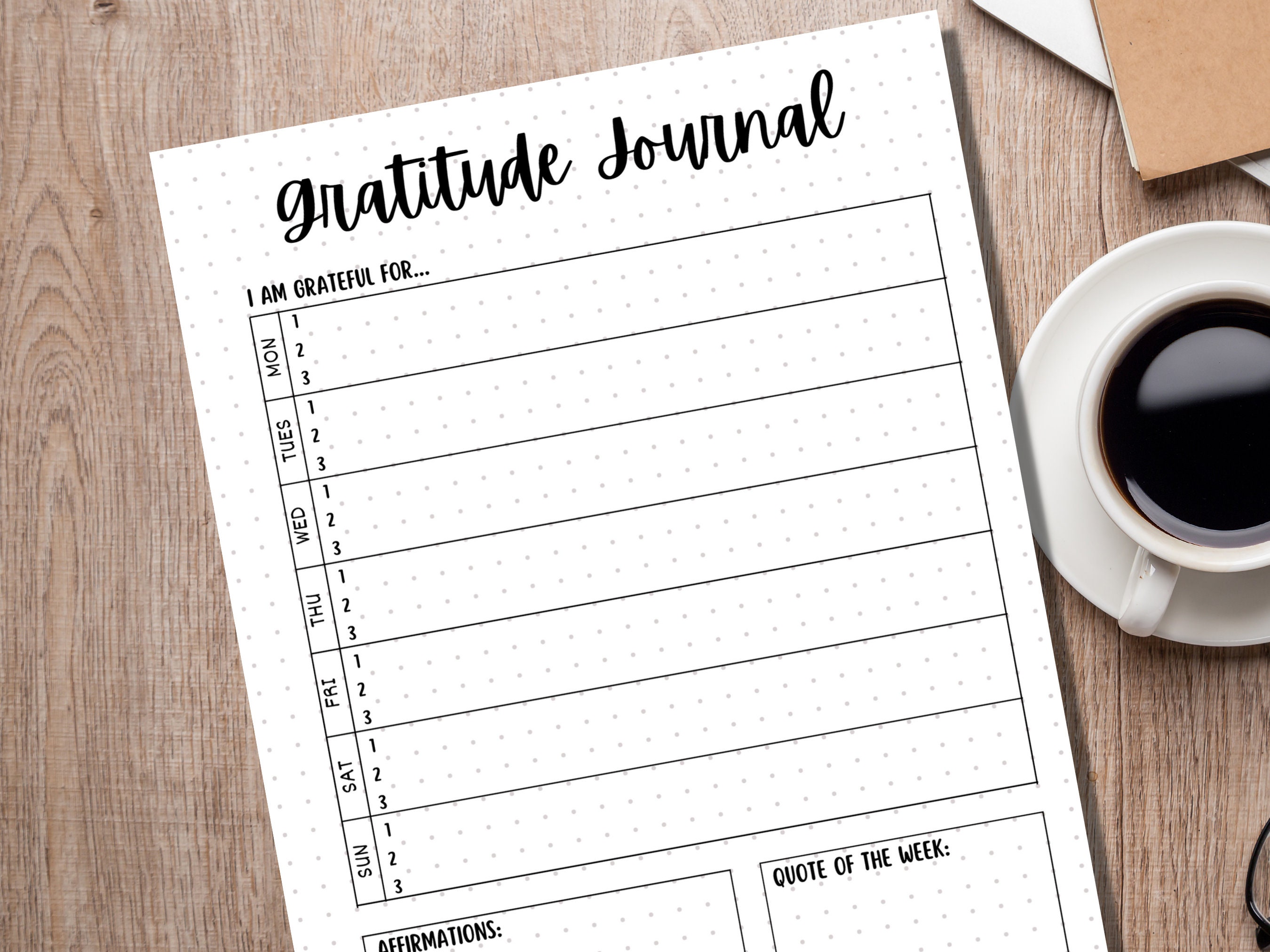 Weekly Gratitude Journal - PRINTABLE Journal Page - Gratitude Journal ...
