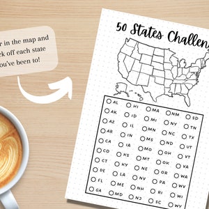 50 States Challenge - PRINTABLE Journal Page - Planner Page - Travel ...