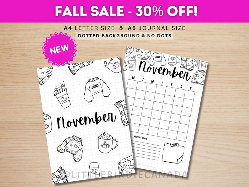 November Title Page and Calendar - PRINTABLE Calendar - Sweater Weather ...