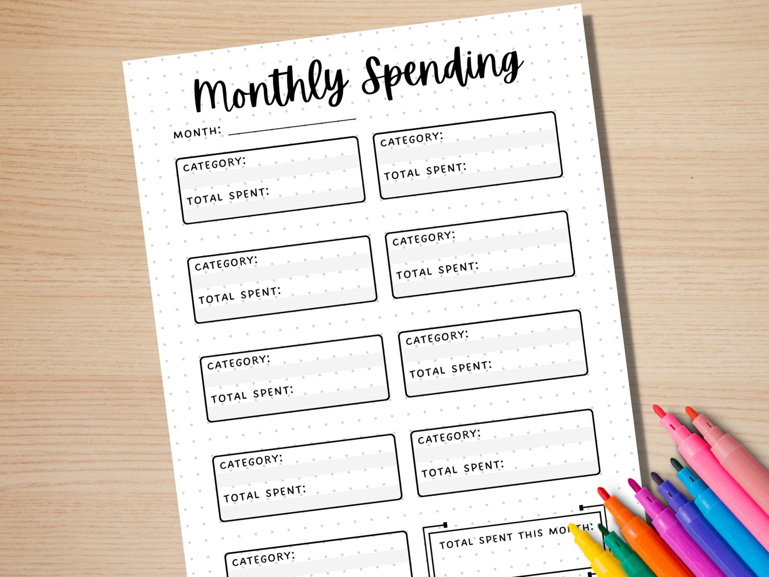 Monthly Spending Tracker - PRINTABLE Journal Page - Planner Page ...