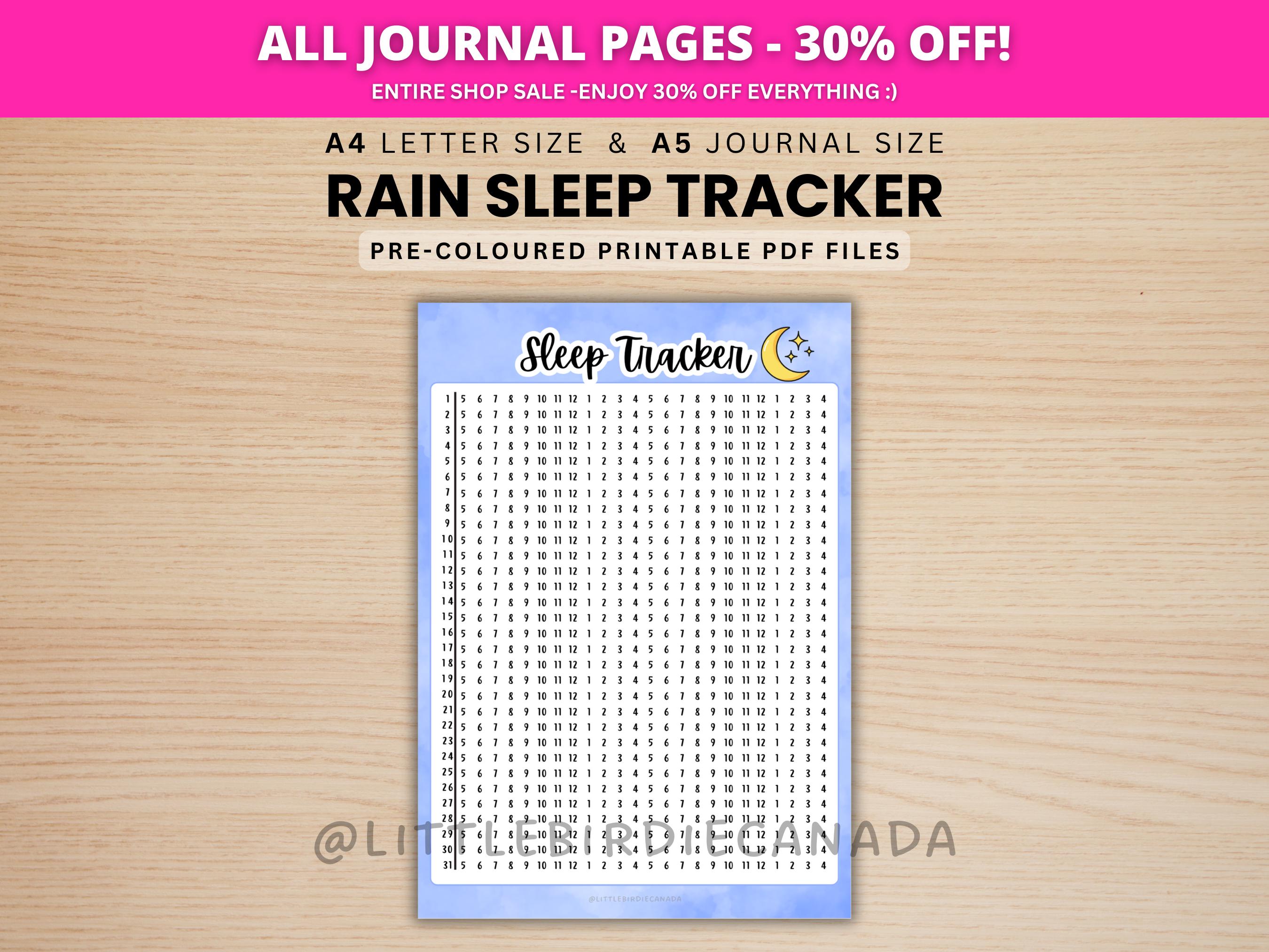 Rain Sleep Tracker - PRINTABLE Journal Page - Colored Journal Page - Etsy