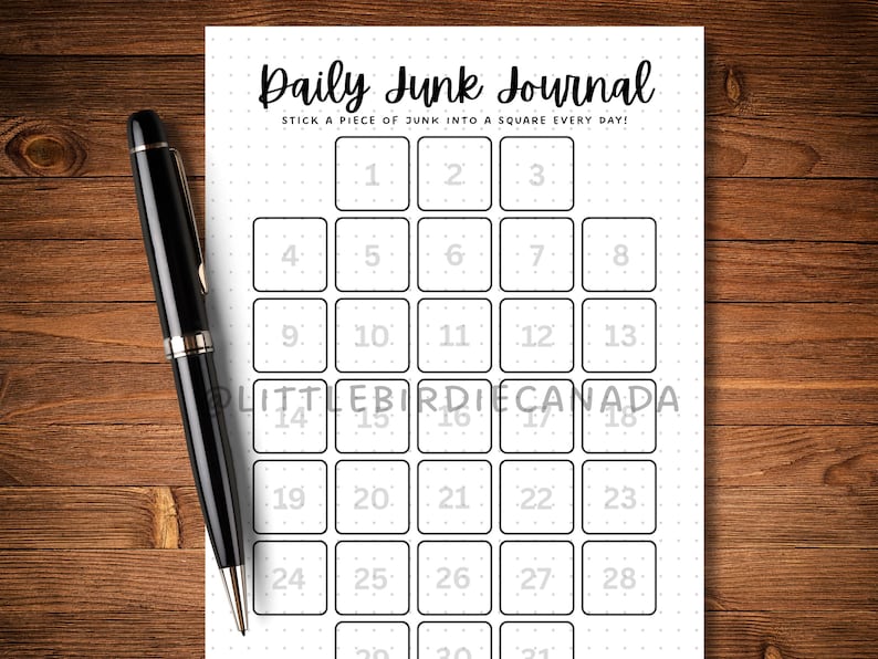 Daily Junk Journal - PRINTABLE Journal Page - Planner Page - Junk ...