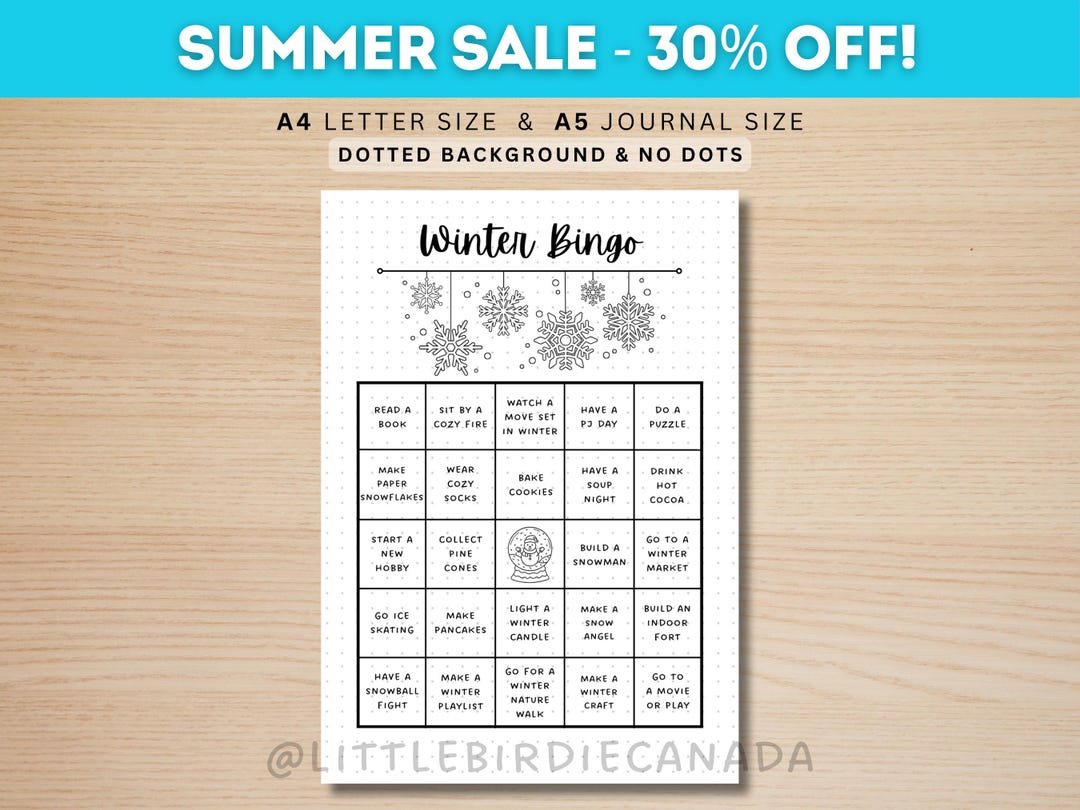 Winter Bingo Game - Winter Activities - PRINTABLE Journal Page ...