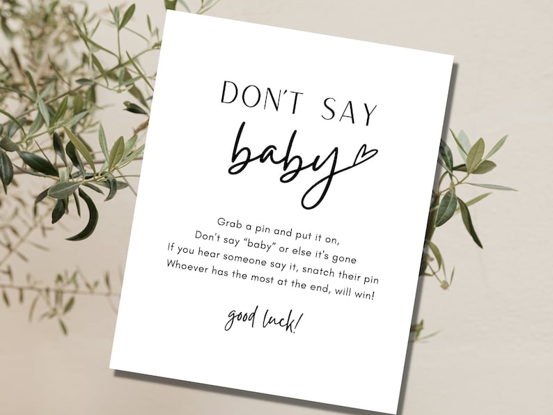 Dont Say Baby Game Printable Baby Shower Game Dont Say a Word - Etsy