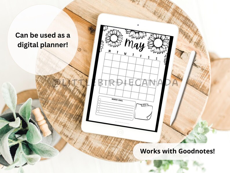 May Journal Bundle - Flowers - PRINTABLE Journal Pages - BLACK & WHITE ...