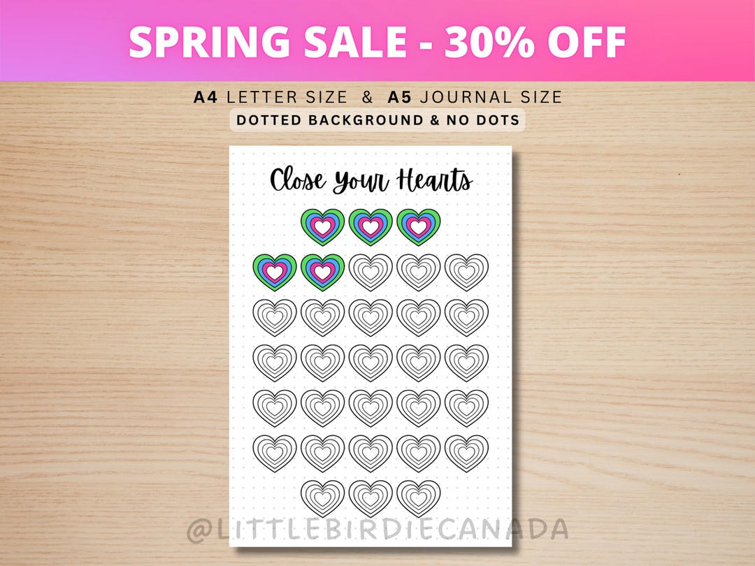 Exercise Hearts Fitness Tracker - PRINTABLE Journal Page - Planner Page ...