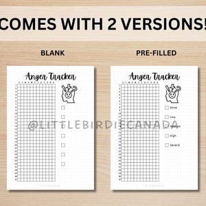 Anger Tracker - PRINTABLE Journal Page - Planner Page - Daily Tracker ...