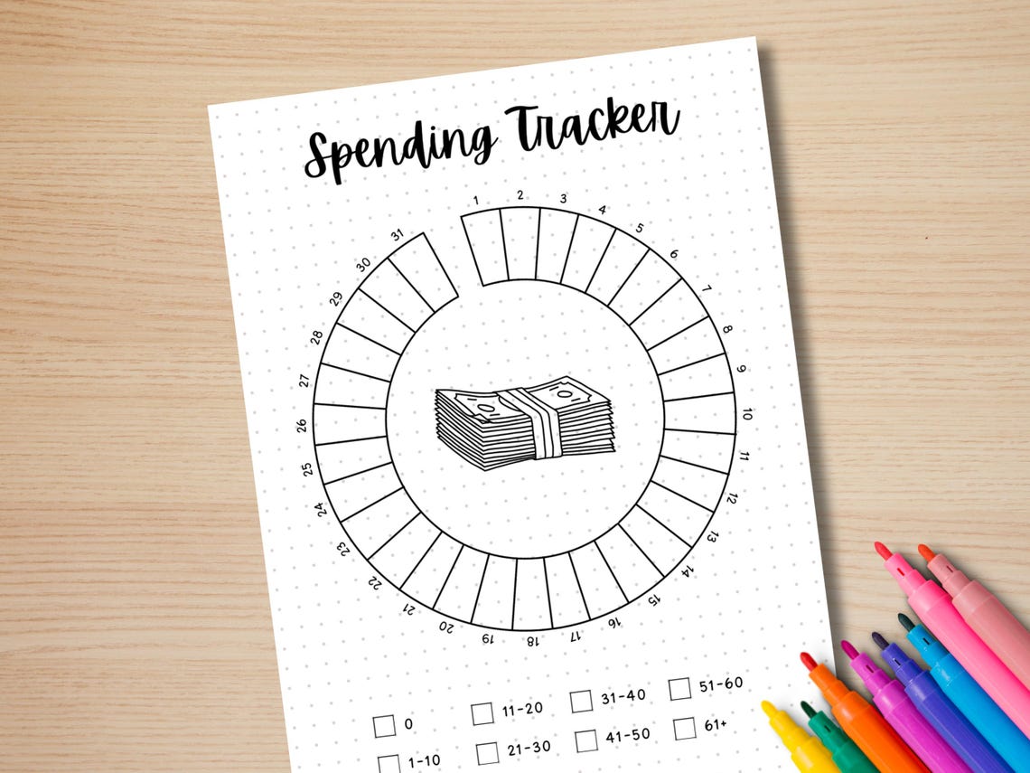 Spending Tracker - PRINTABLE Journal Page - Planner Page - Spending Log ...
