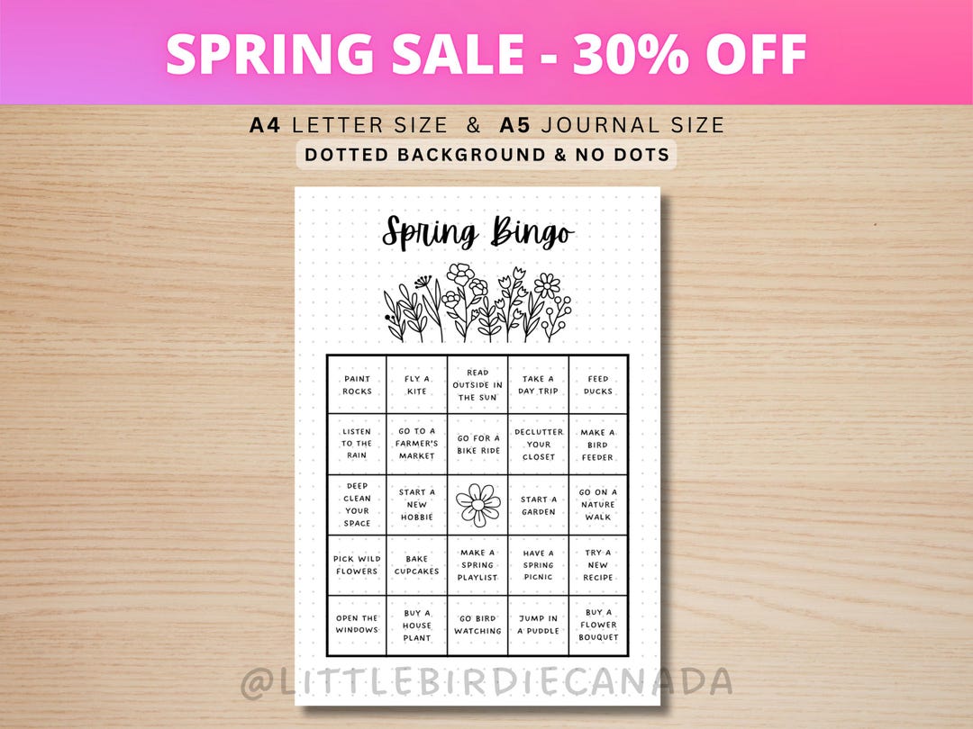 Spring Bingo Game - Spring Activities - PRINTABLE Journal Page ...