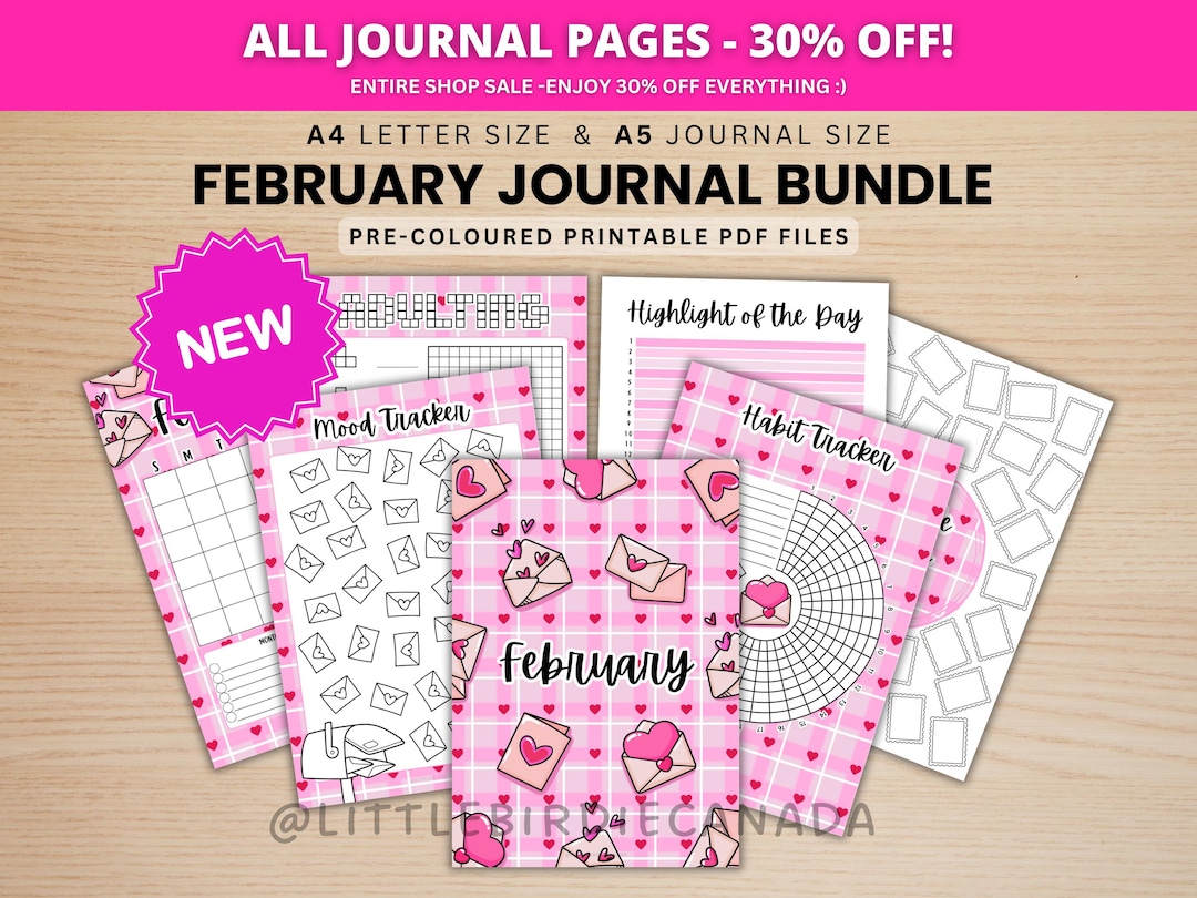 February Journal Bundle - Love Letters - PRINTABLE Journal Pages - PRE ...