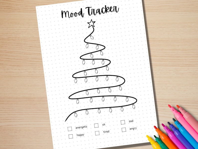 Christmas Tree Mood Tracker - PRINTABLE Journal Page - Planner Page ...