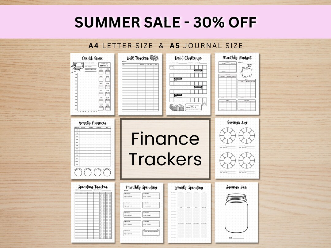 Finance Trackers Bundle PRINTABLE Journal Pages Digital Planner Pages ...