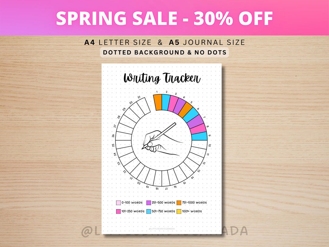 Writing Tracker - PRINTABLE Journal Page - Track Writing - Word Count ...