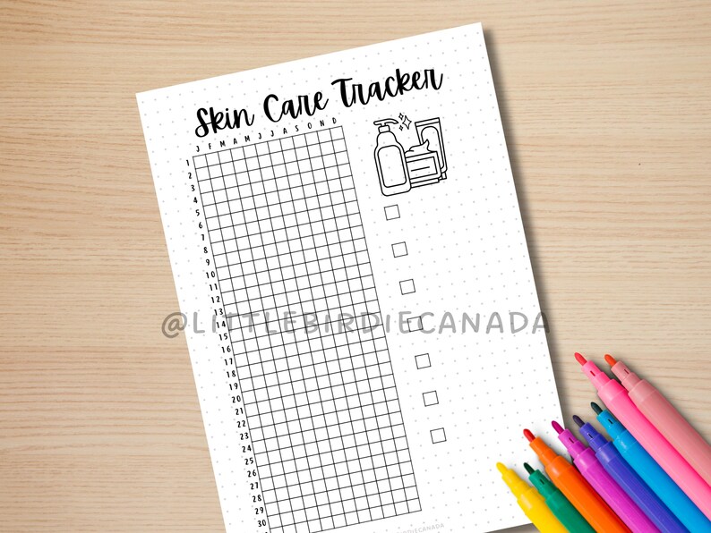 Skin Care Tracker - PRINTABLE Journal Page - Beauty Routine - Skincare ...