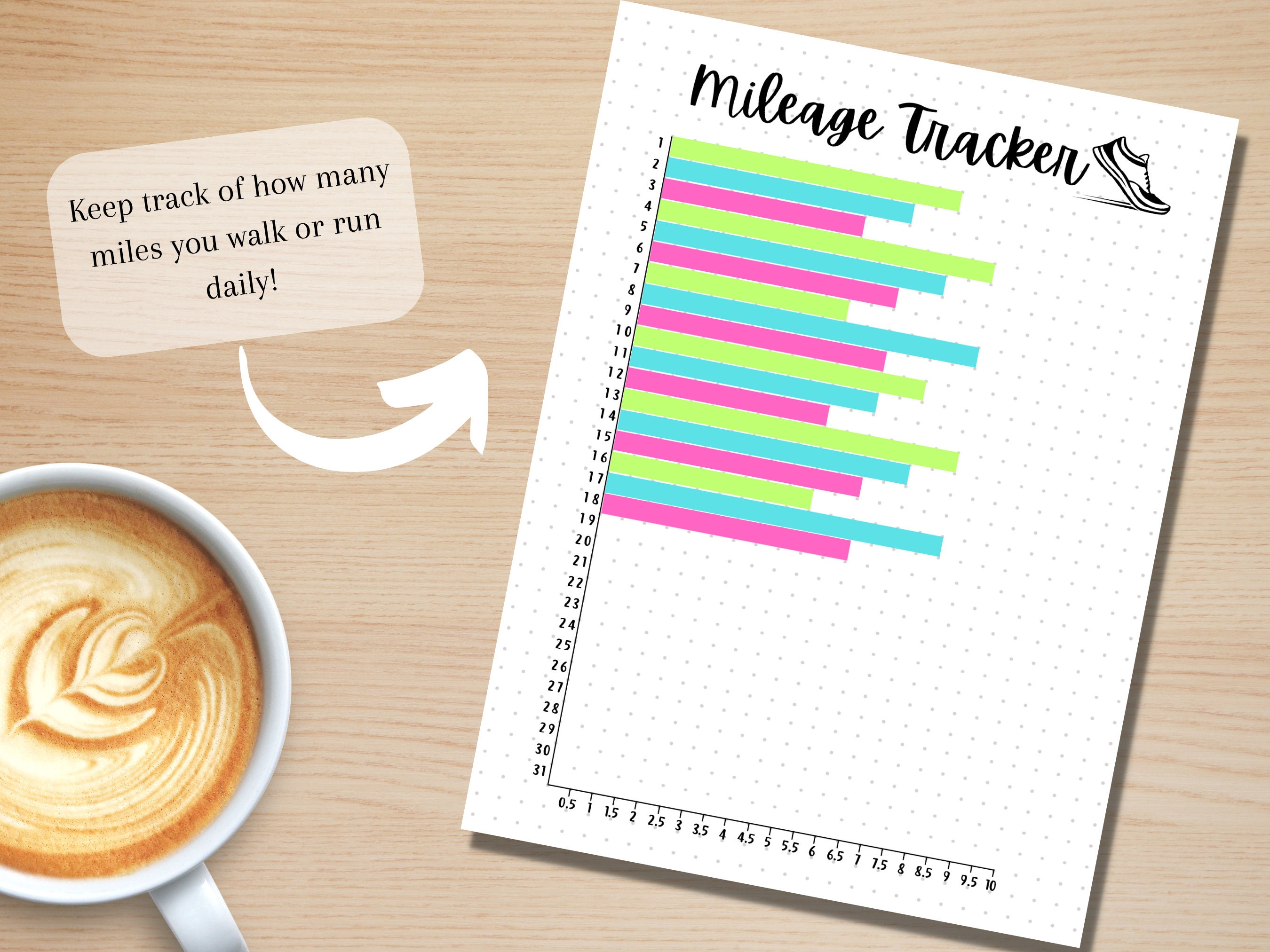 Mileage Tracker - PRINTABLE Journal Page - Fitness Tracker - Health ...
