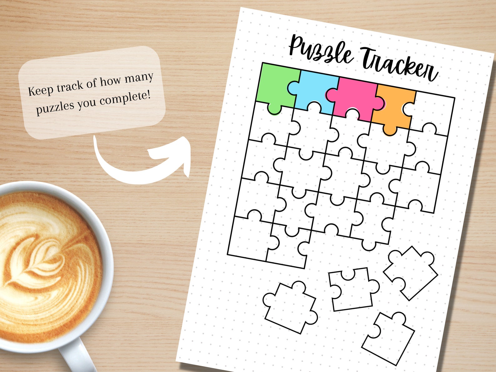 Puzzle Tracker - PRINTABLE Journal Page - Planner Page - Habit Tracker ...