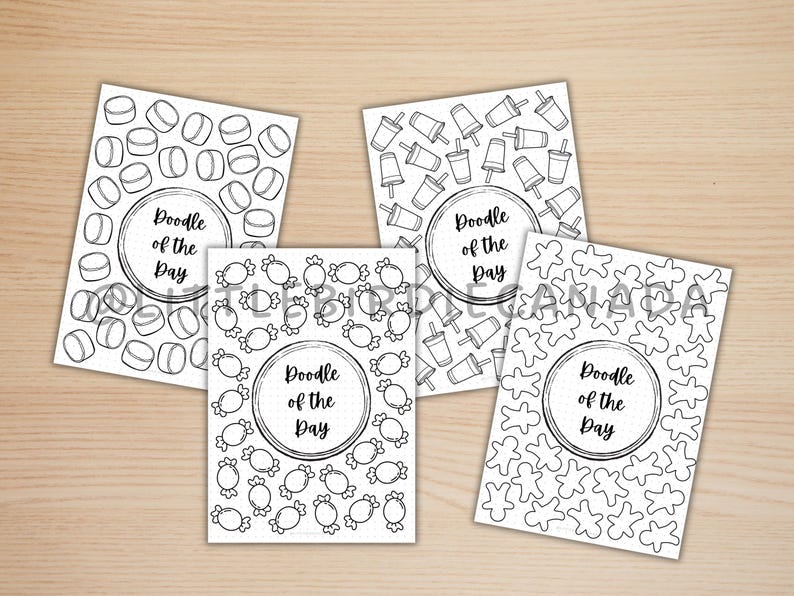 Doodle of the Day Bundle - BUNDLE D - PRINTABLE Journal Pages - Digital ...