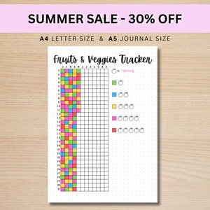 Fruit and Vegetable Tracker PRINTABLE Journal Page Planner Page Health ...