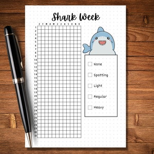 Shark Week Period Tracker PRINTABLE Journal Page Planner Page Ovulation ...