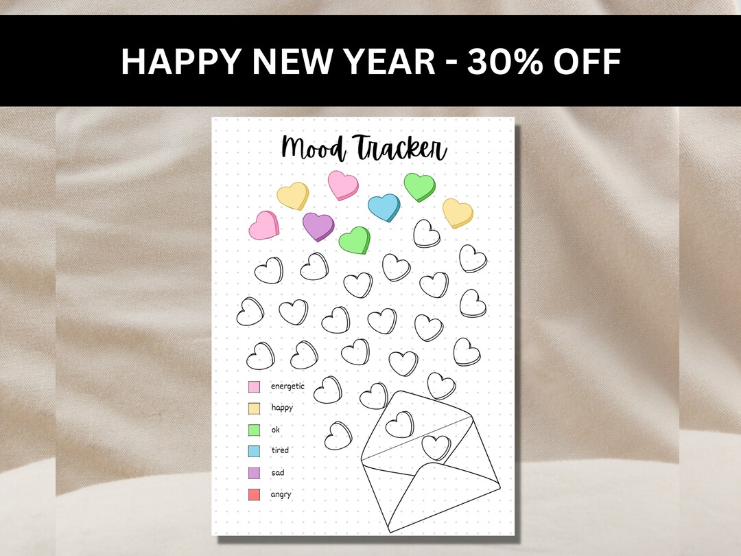 Heart Mood Tracker A5 Journal Page PRINTABLE Tracker Daily Tracker ...