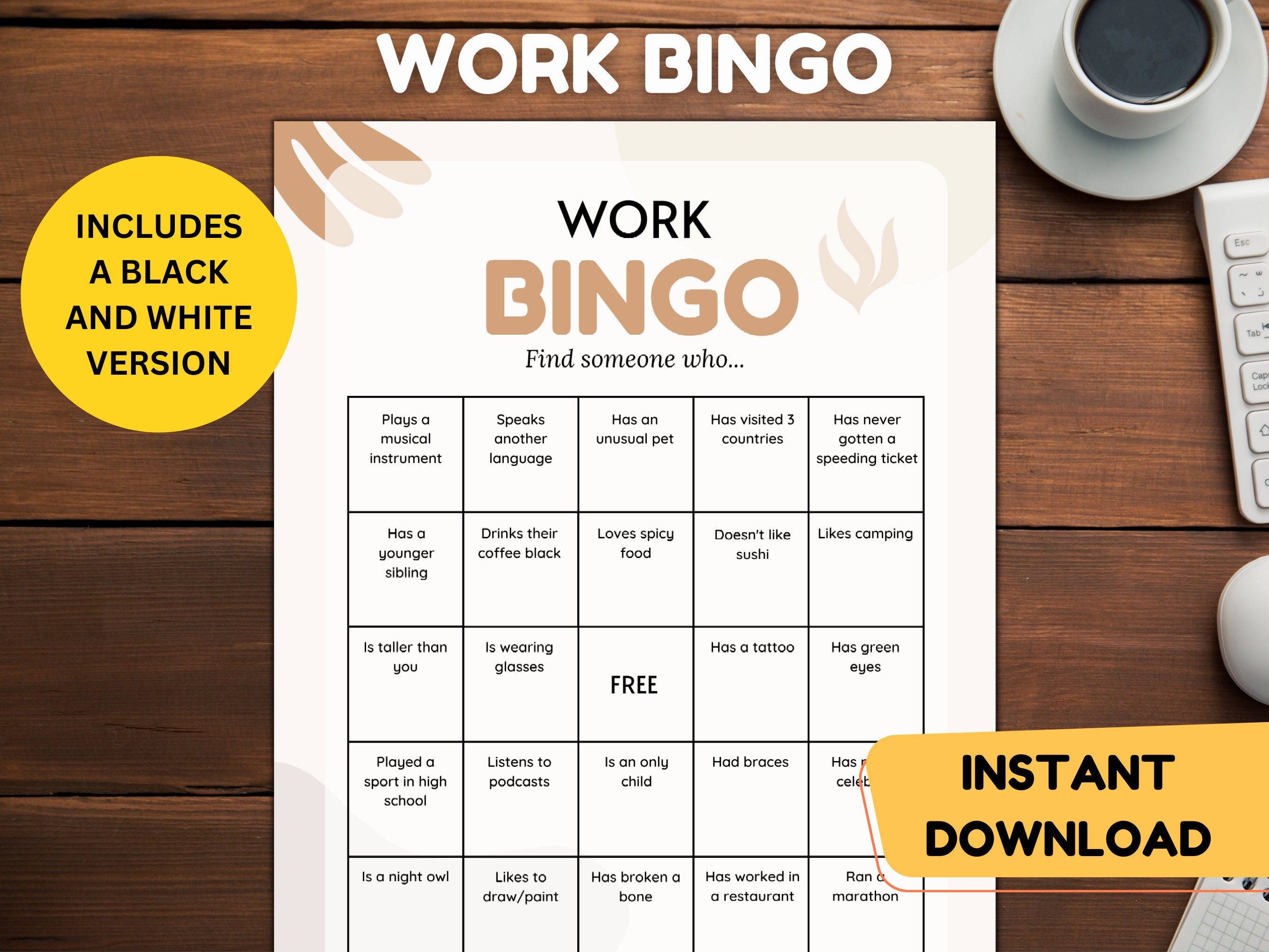 Workplace Bingo Game Networking Bingo Work Bingo Icebreaker - Etsy Workplace Bingo Game Networking Bingo Work Bingo Icebreaker - Etsy