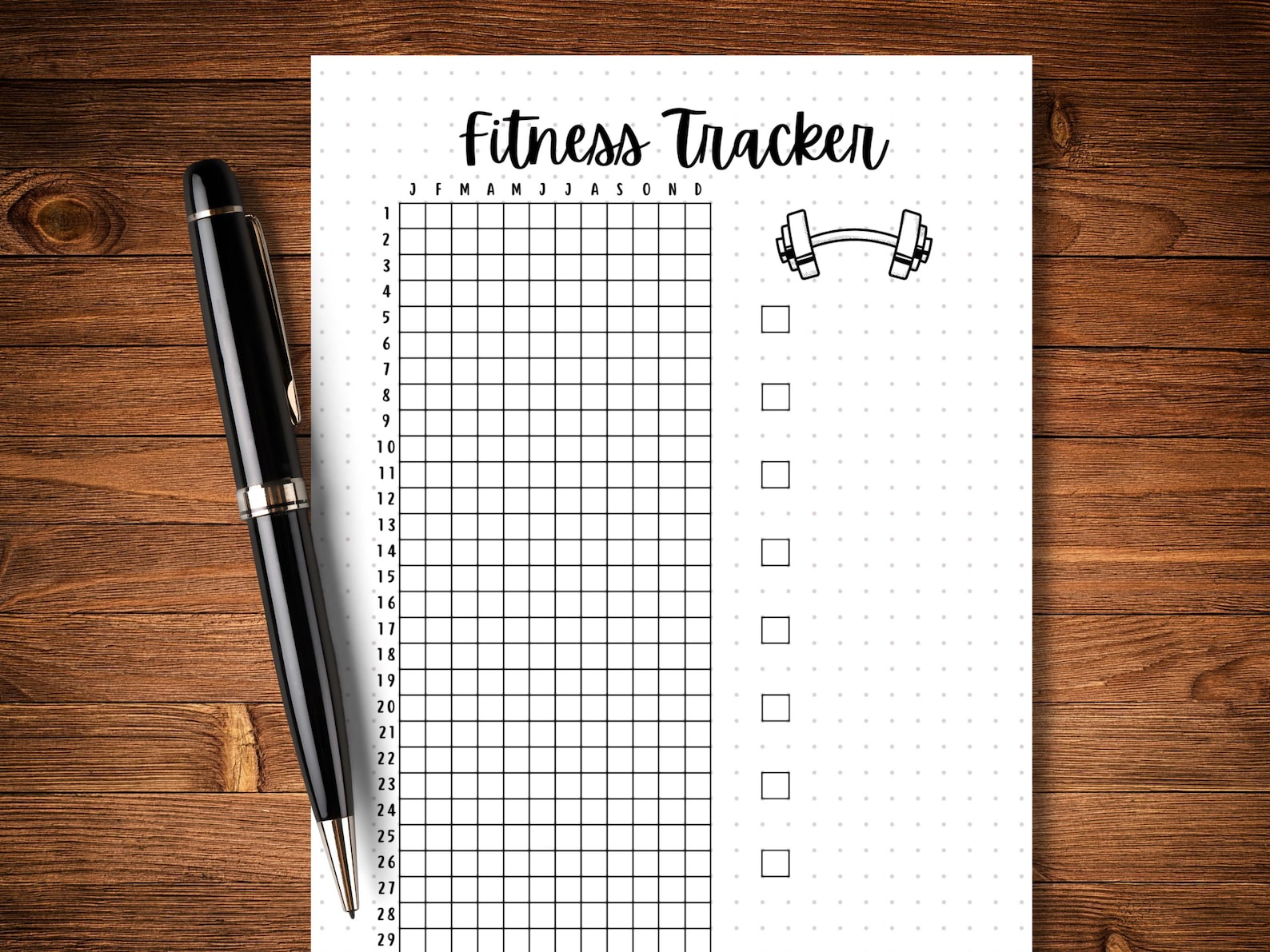 Fitness Tracker - PRINTABLE Journal Page - Exercise Tracker - Yearly ...