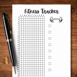 Fitness Tracker - PRINTABLE Journal Page - Exercise Tracker - Yearly ...