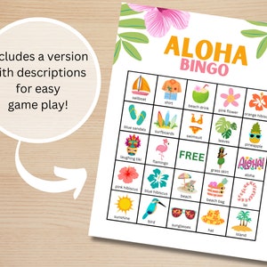 Aloha Bingo Cards Hawaiian Bingo Luau Bingo Luau Party Games Luau ...