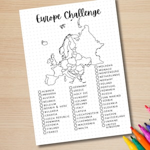 Europe Challenge - PRINTABLE Journal Page - Planner Page - European ...