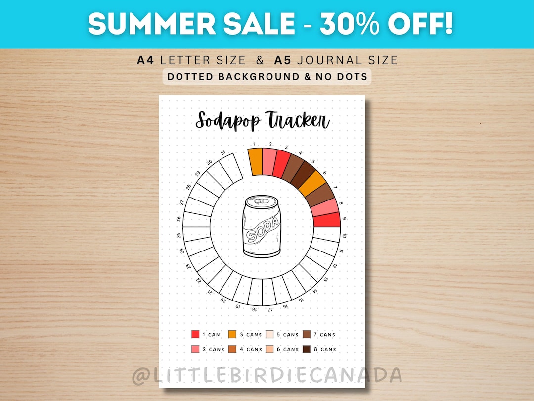 Soda Pop Tracker - PRINTABLE Journal Page - Health Tracker - Caffeine ...