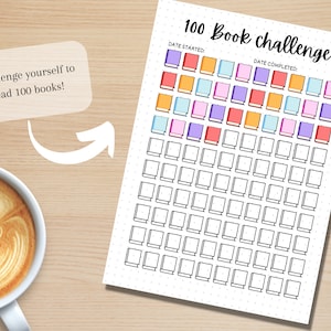 100 Book Reading Challenge - A5 Journal Page - Reading Tracker ...