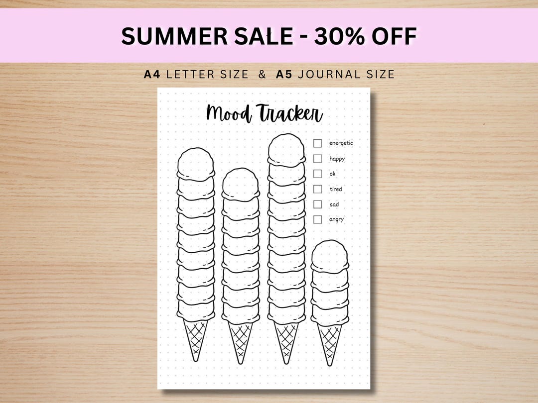 Ice Cream Mood Tracker PRINTABLE Journal Page Planner Page Feelings ...