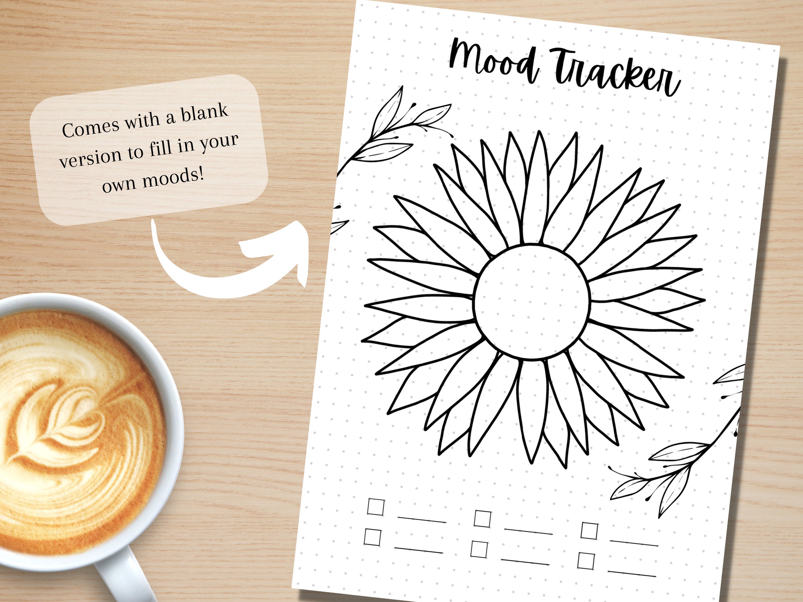 Sunflower Mood Tracker - PRINTABLE Journal Page - Planner Page ...