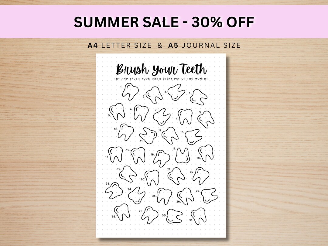 Brush Your Teeth PRINTABLE Journal Page Kids Teeth Brushing Tracker ...