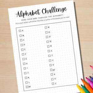 Alphabet Reading Challenge - PRINTABLE Journal Page - Reading Tracker ...